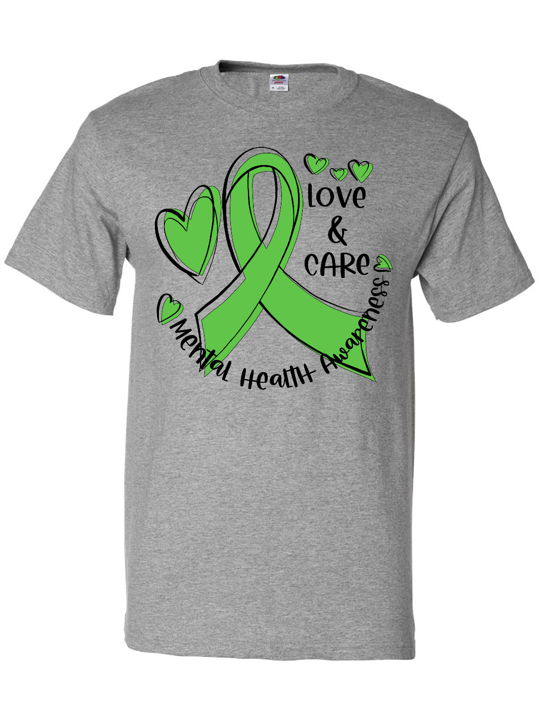 Inktastic Love and Care Mental Health Awareness Green Ribbon T-Shirt - Walmart.com