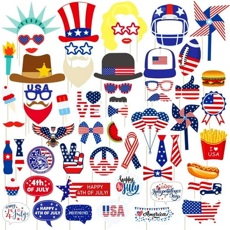 60 Ct Patriotic Party Decorations Photo Booth Props Kit Assorted ...