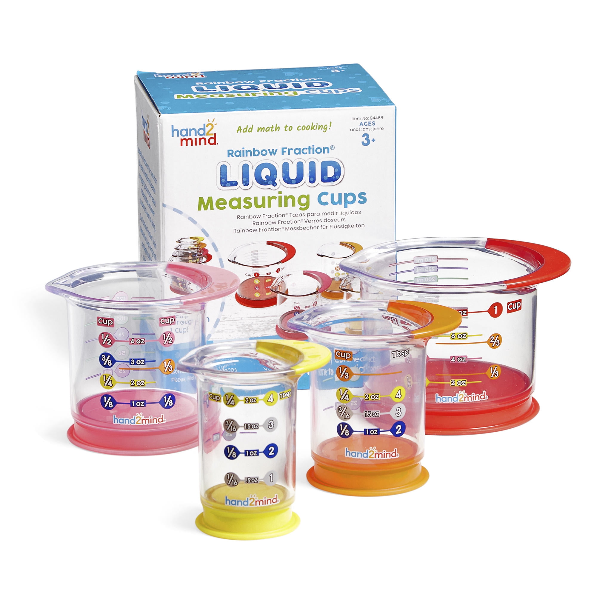hand2mind Rainbow Fraction Liquid Measuring Cups, Fraction ...