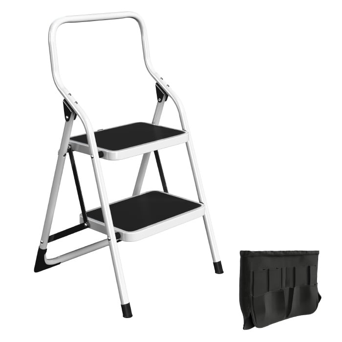 Pentagon Tools Step Stool Ladder - Heavy Duty Folding Two Step Ladder ...