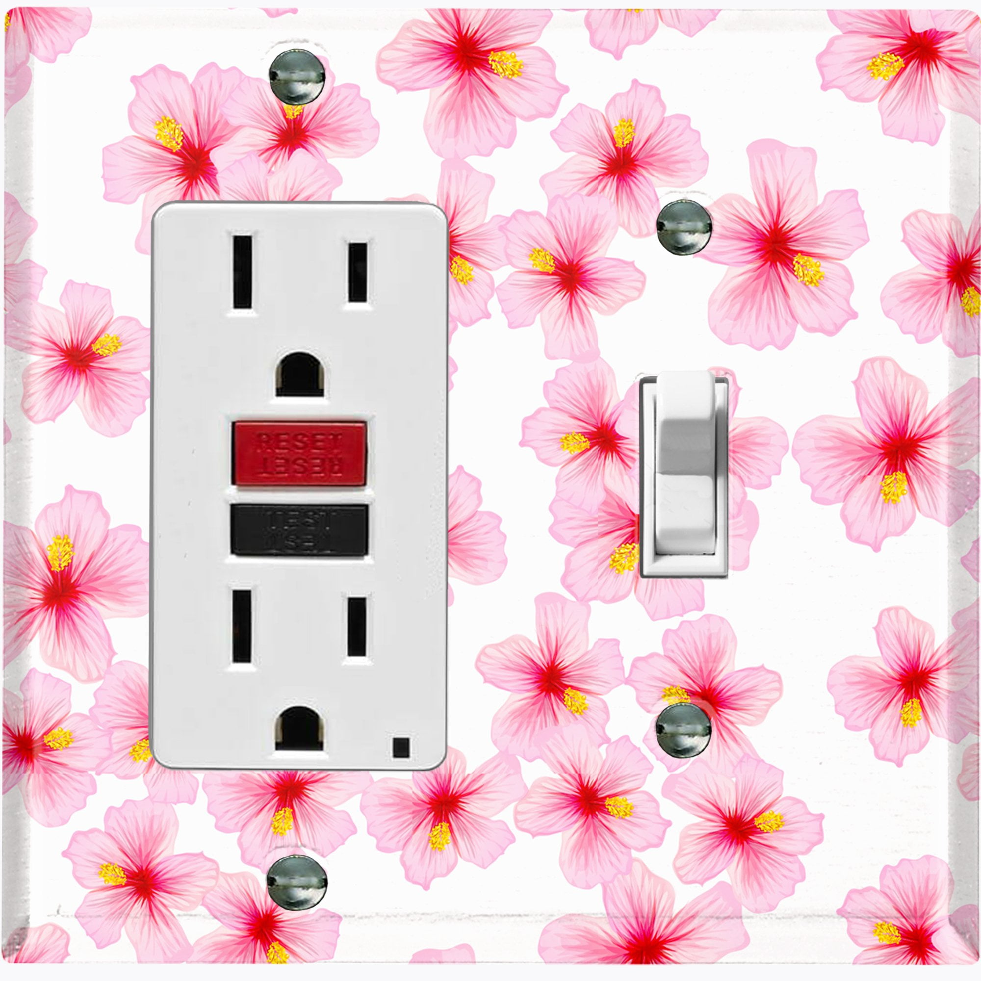 Metal Light Switch Plate Cover Japanese Sakura Flower Pink White ...