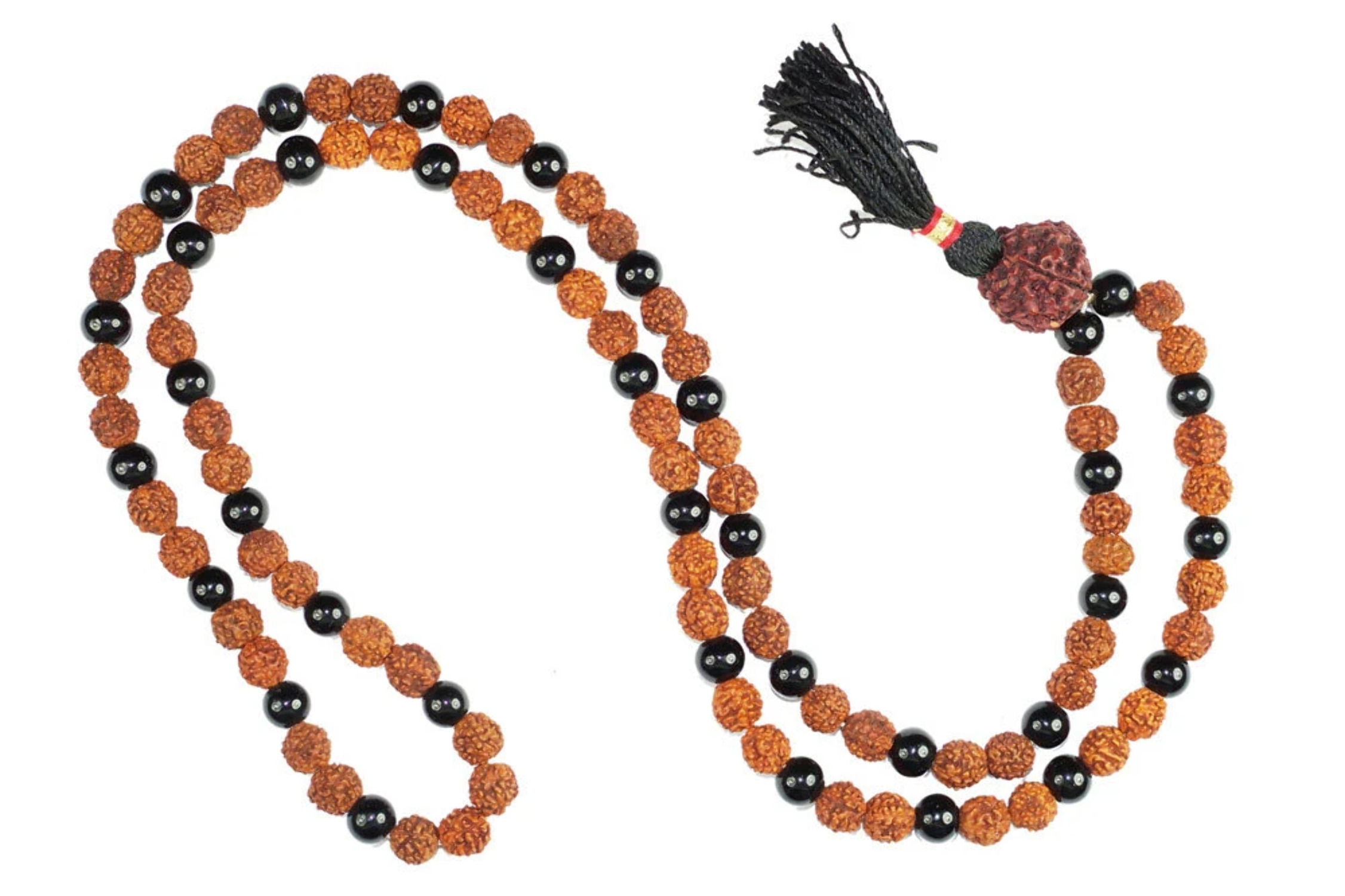 Mindfulness Mala Beads Earthing Shiva Rudraksha Black Agate Gemstone ...