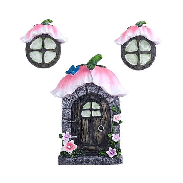 VONKY Miniature Mini Garden Door Windows Statue Cabin Modern Resin ...