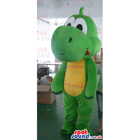 Customizable Green Dragon SPOTSOUND Mascot With A Yellow Belly - Animal ...
