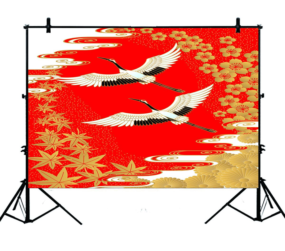 PHFZK 7x5ft Asian Backdrops, Classical Japanese Style of Cranes Cherry ...