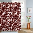 Bathroom Shower Curtain Farm Retro Flower Burgundy Red Waterproof ...