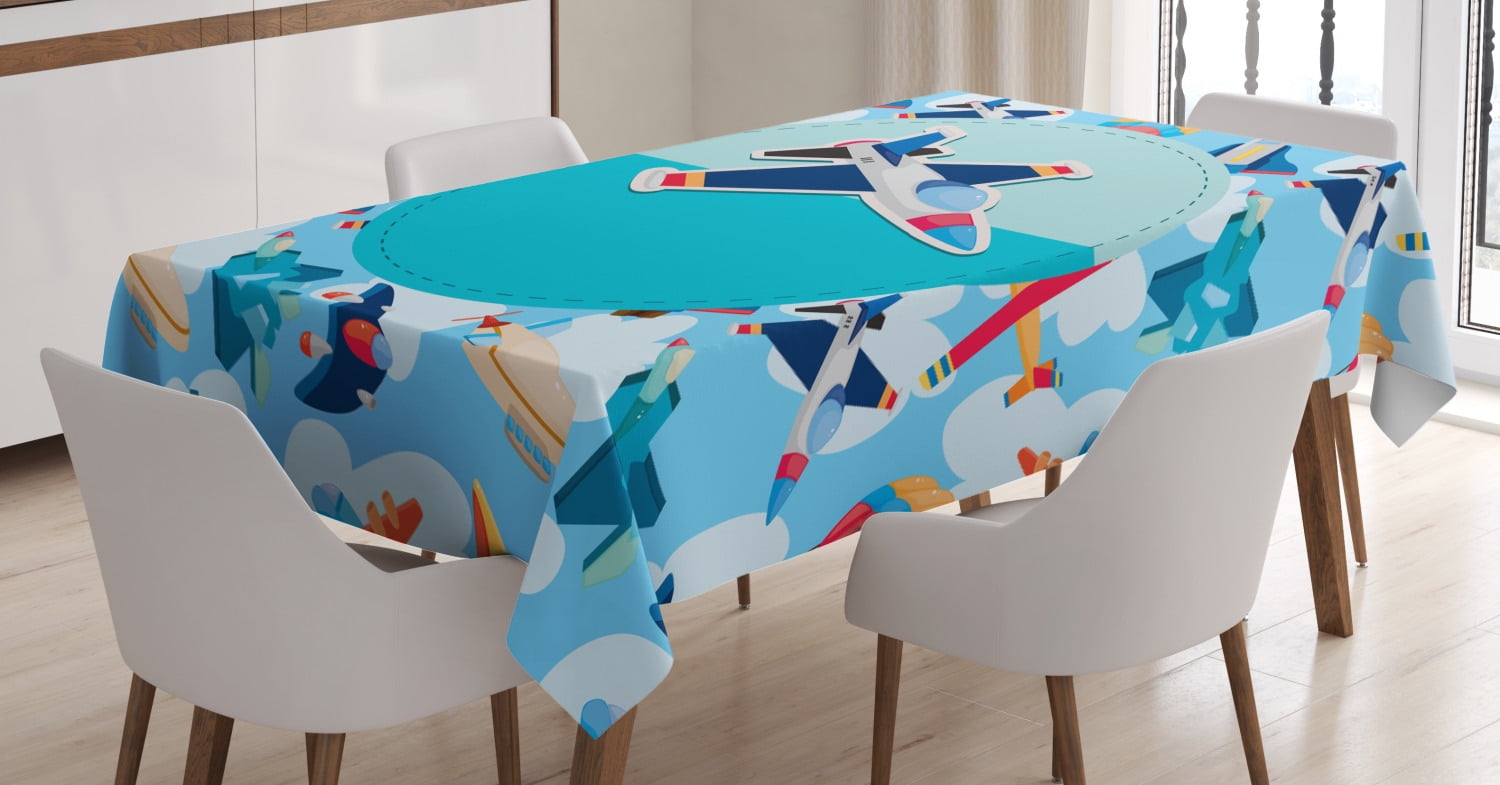 Kids Party Tablecloth, Airplane Collection with Different Vessels ...