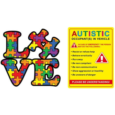 2-Pack Autistic Occupant in Vehicle and Autism Awareness Love Puzzle ...