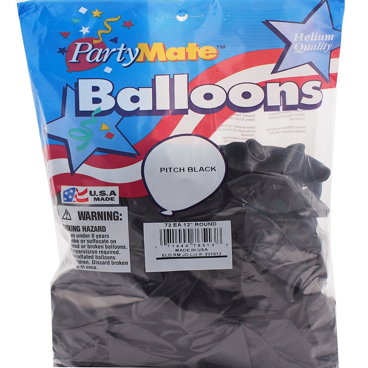 Pioneer 72 Pitch Black Latex Balloons 11" Made In USA. - Walmart.com