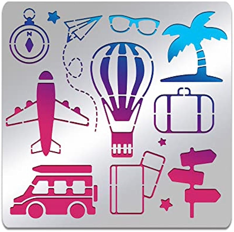 Travel Stainless Steel Drawing Stencils 6x6 inch Aircraft Hot Air ...