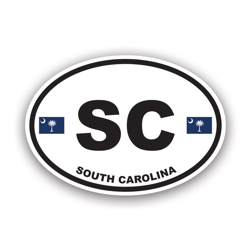 South Carolina Flag Oval Sticker Decal - Self Adhesive Vinyl ...