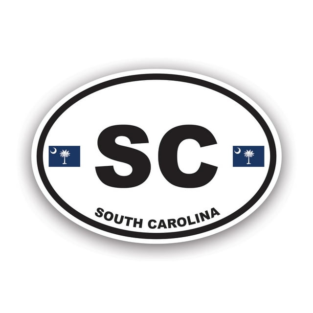 South Carolina Flag Oval Sticker Decal - Self Adhesive Vinyl ...