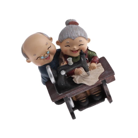 Happy Elderly Couple Figurine Resin Old Age Life Home Garden Sculpture ...