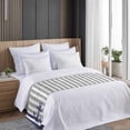 Blue Anchor Bed Runner Twin Size Costal Grey White Blue Stripes ...