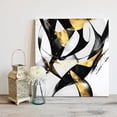 Abstract Black Gold White Lines Art Canvas Artwork Painting Art, Modern ...