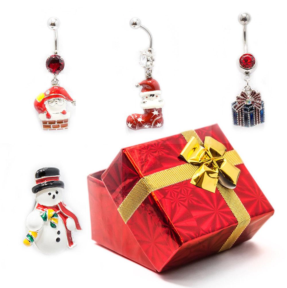 4 Belly Ring Pack + Holiday Gift Box - Chimney, Stocking, Wrapped Box ...