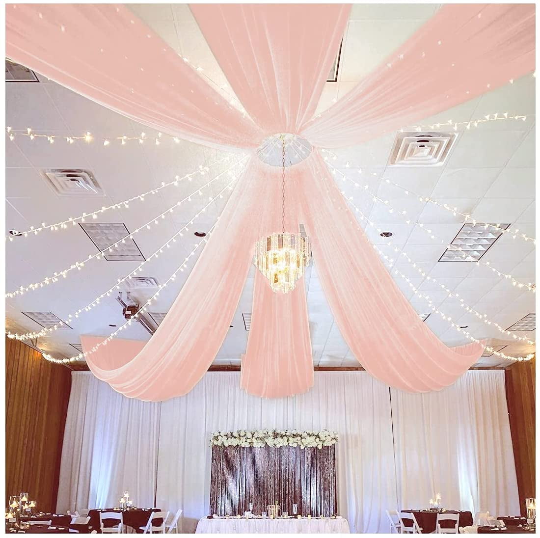 SoarDream Ceiling Drapes 2 Pieces 5ftx10ft Light Peach Sheer Voile ...