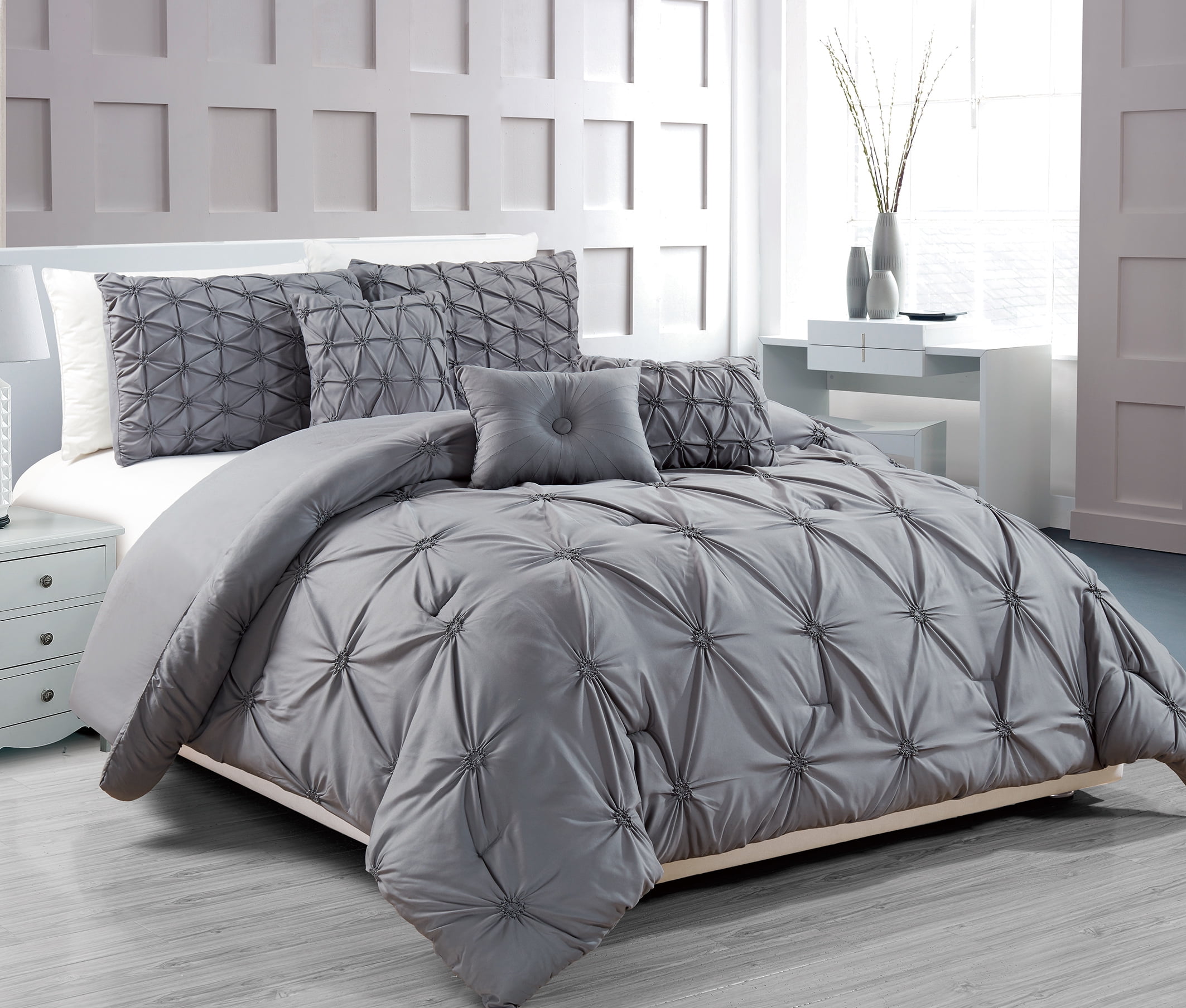 Cosmo 6-Piece Comforter Set, Grey - King - Walmart.com