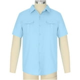 Men's Outdoor Short Sleeve Classic Shirt, Regular-Fit, Button-Up, Collared, Plaid, Double Pocket ...