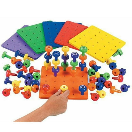 Creative Kids Early Learning Nail Building Block Stacking Peg Board Set Toddlers Kids ...