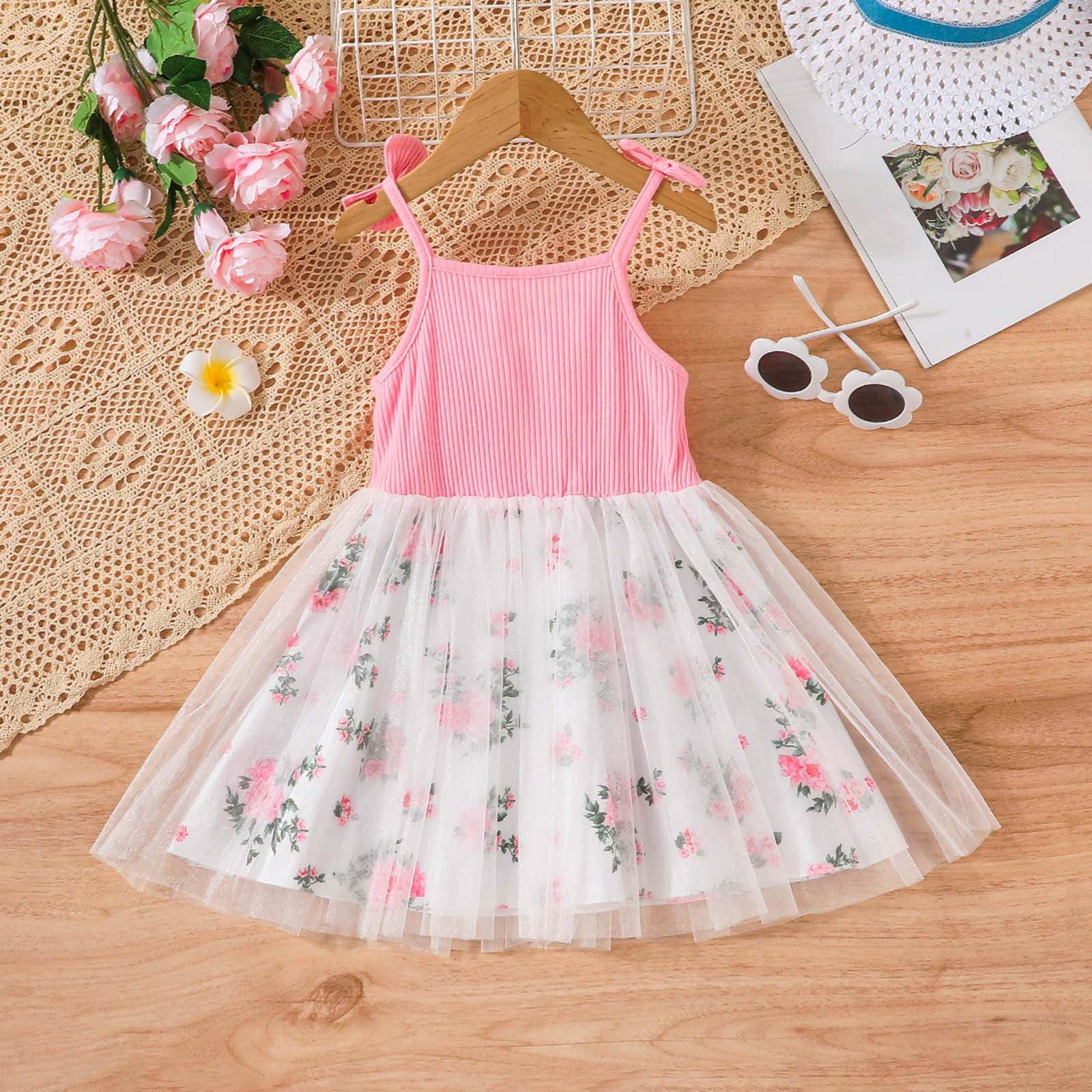 Vedolay Young Girls Dress Girls Dress Chiffon Floral High-Low Tie Waist ...