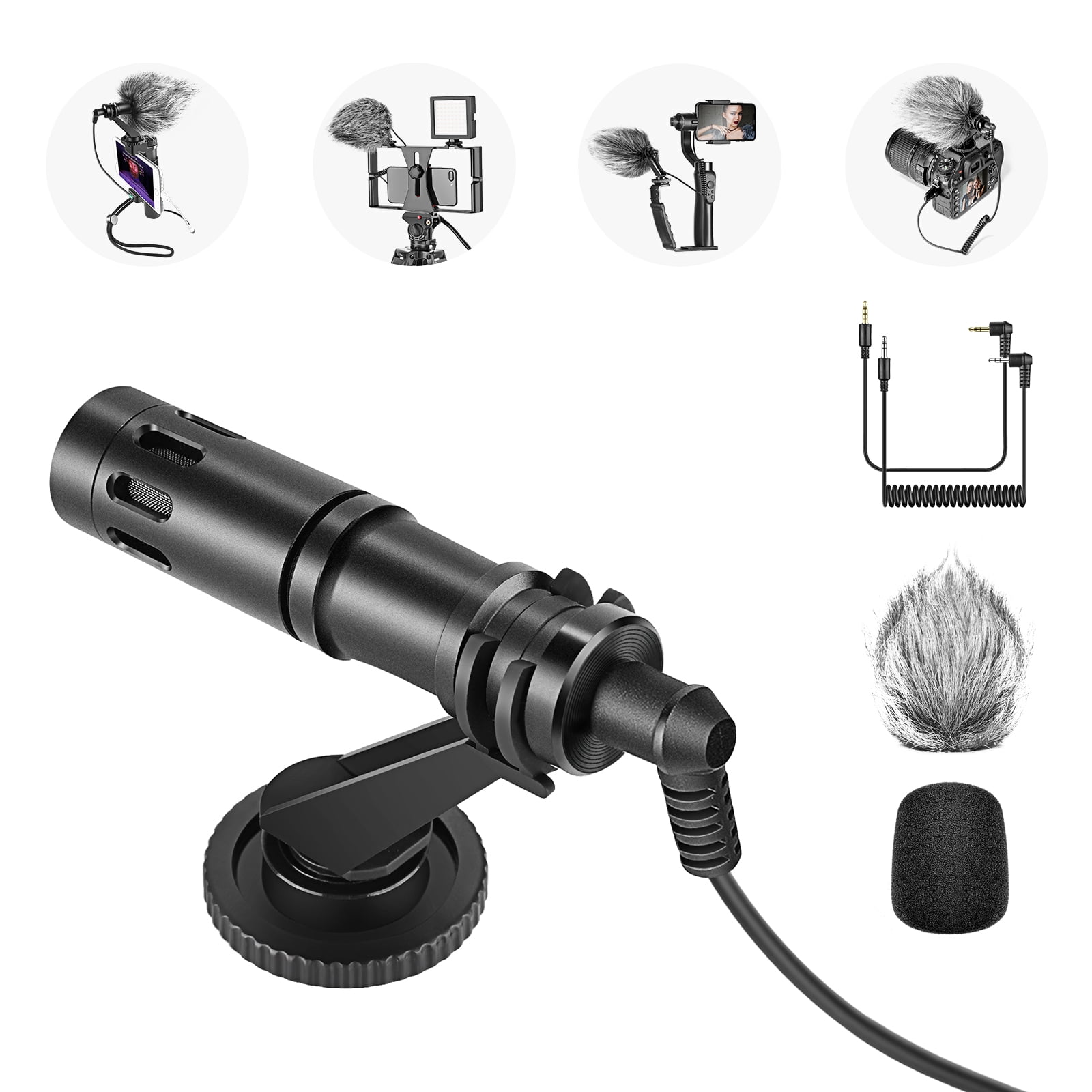 Neewer Universal CM14 Video Microphone with Shock Mount， Deadcat ...
