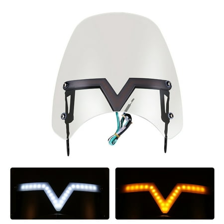 Universal Motorcycle Windshield Windscreen With DRL Turn Signal Light ...