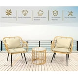 Bifanuo 3-Piece Wicker Bistro Set, Rattan Furniture with Coffee Table ...