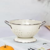 Small White Enamel Coated Fruit Bowl Colander, Vegetable Strainer ...