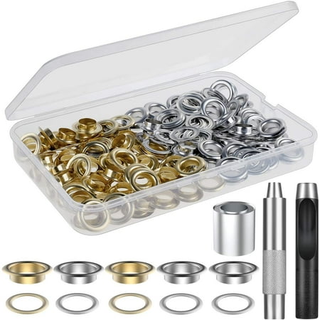 Eyelet Kit 100 Set Grommets Eyelets Kit for Leather, Canvas, Tent ...