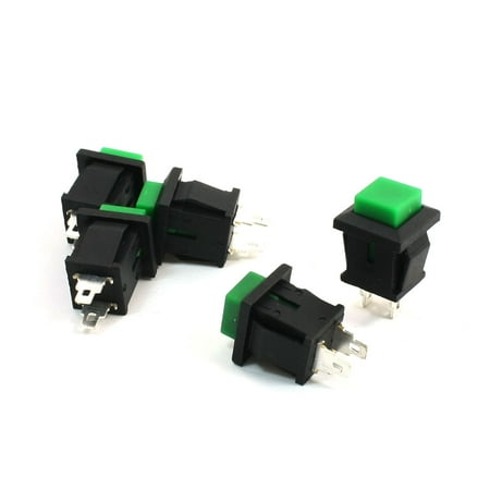 5 x Green Cap Square Momentary 2-Terminal Push Button Switch SPST ...