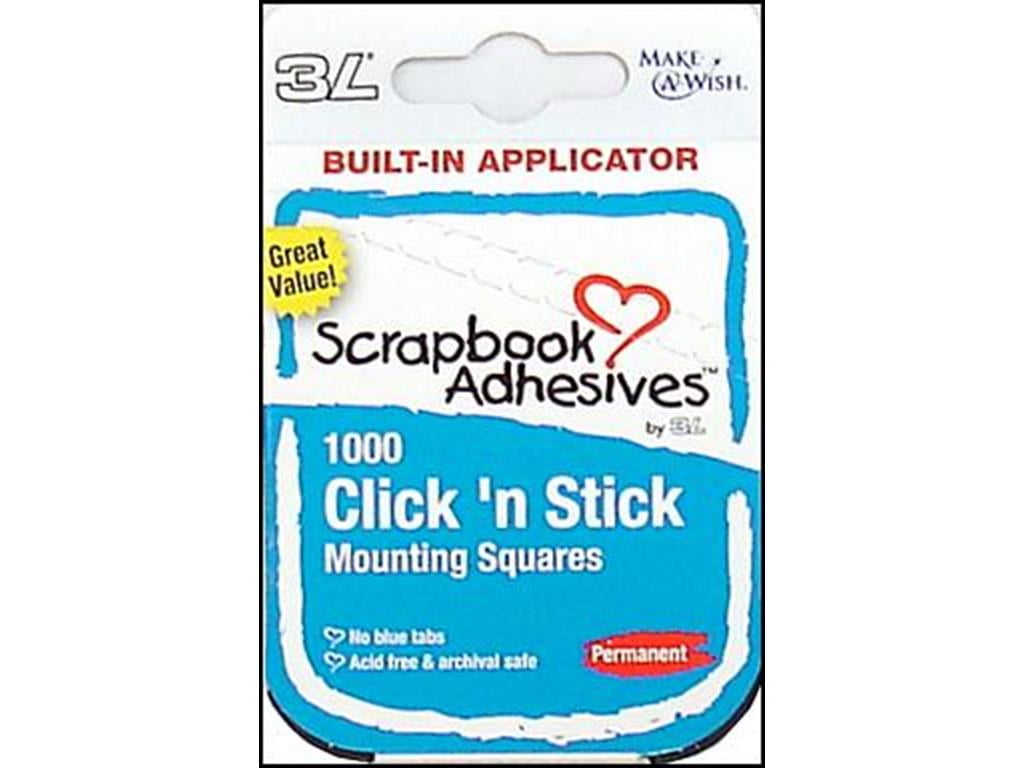 3L Scrapbk Adh Click"N Stick Mounting Sq 1000pc Wh - Walmart.com