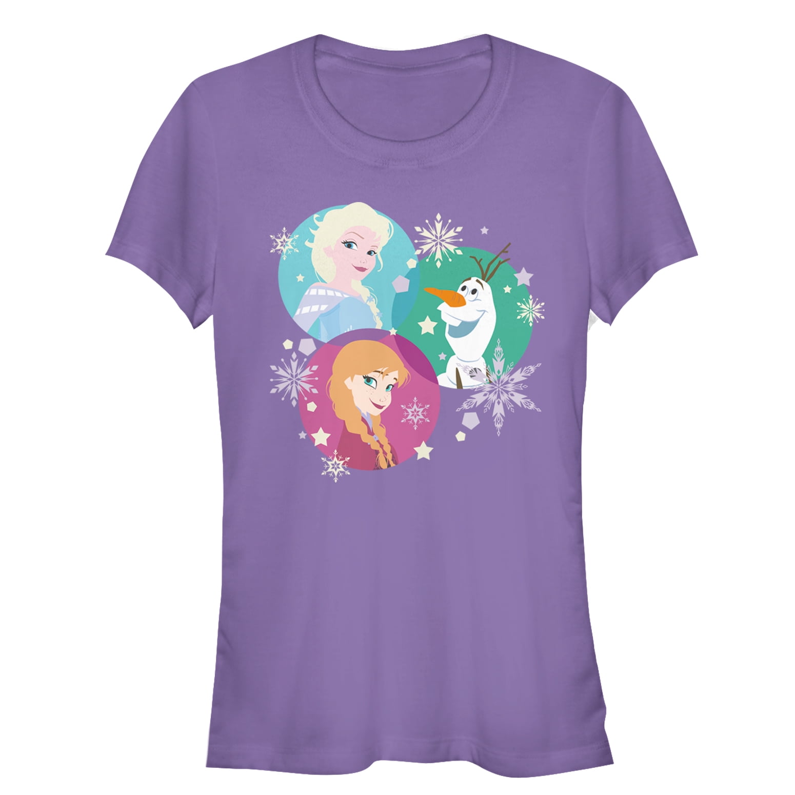 Junior's Frozen Character Snowflakes Graphic Tee Purple X Large ...