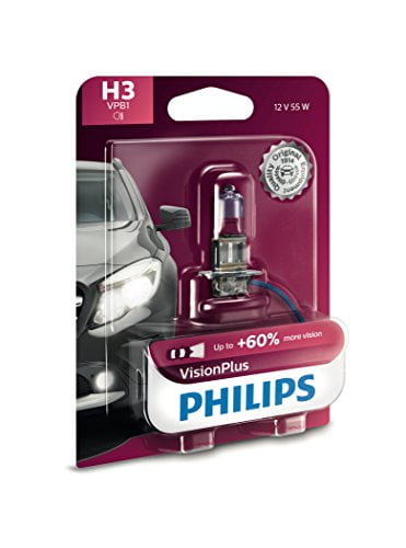 Philips H3 VisionPlus Upgrade Headlight Bulb with up to 60% More Vision ...