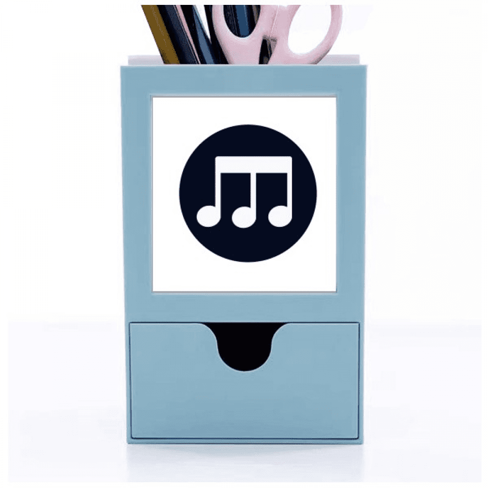 Triple-quaver Music Notes Black Desk Supplies Organizer Pen Holder Card ...