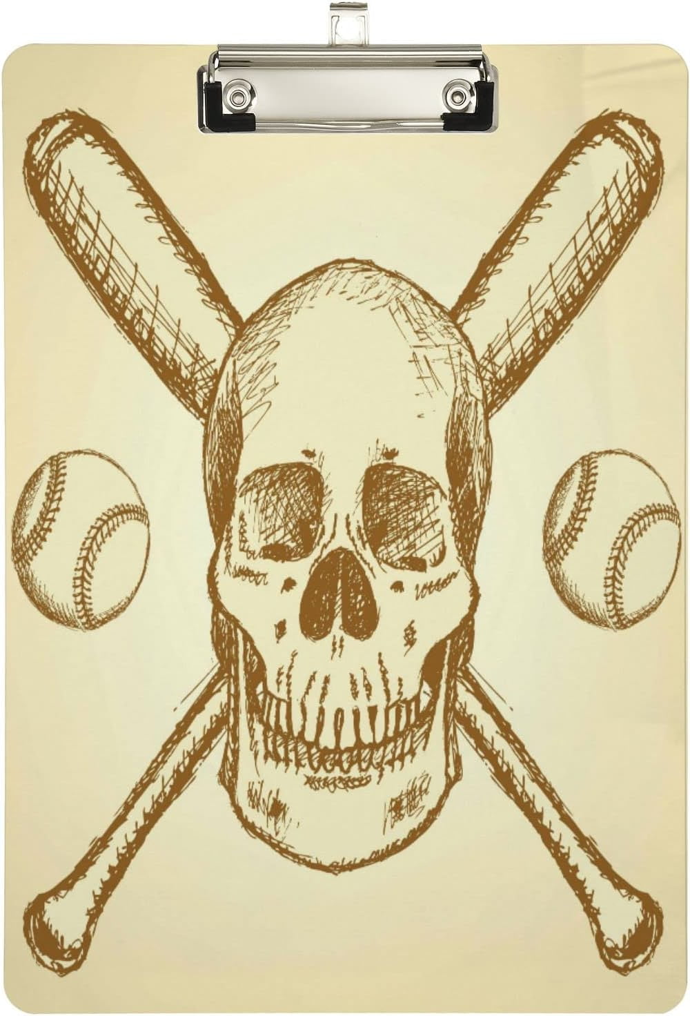 KXMDXA Baseball Sports Skull Clipboard Hardboard Wood Nursing Clip ...