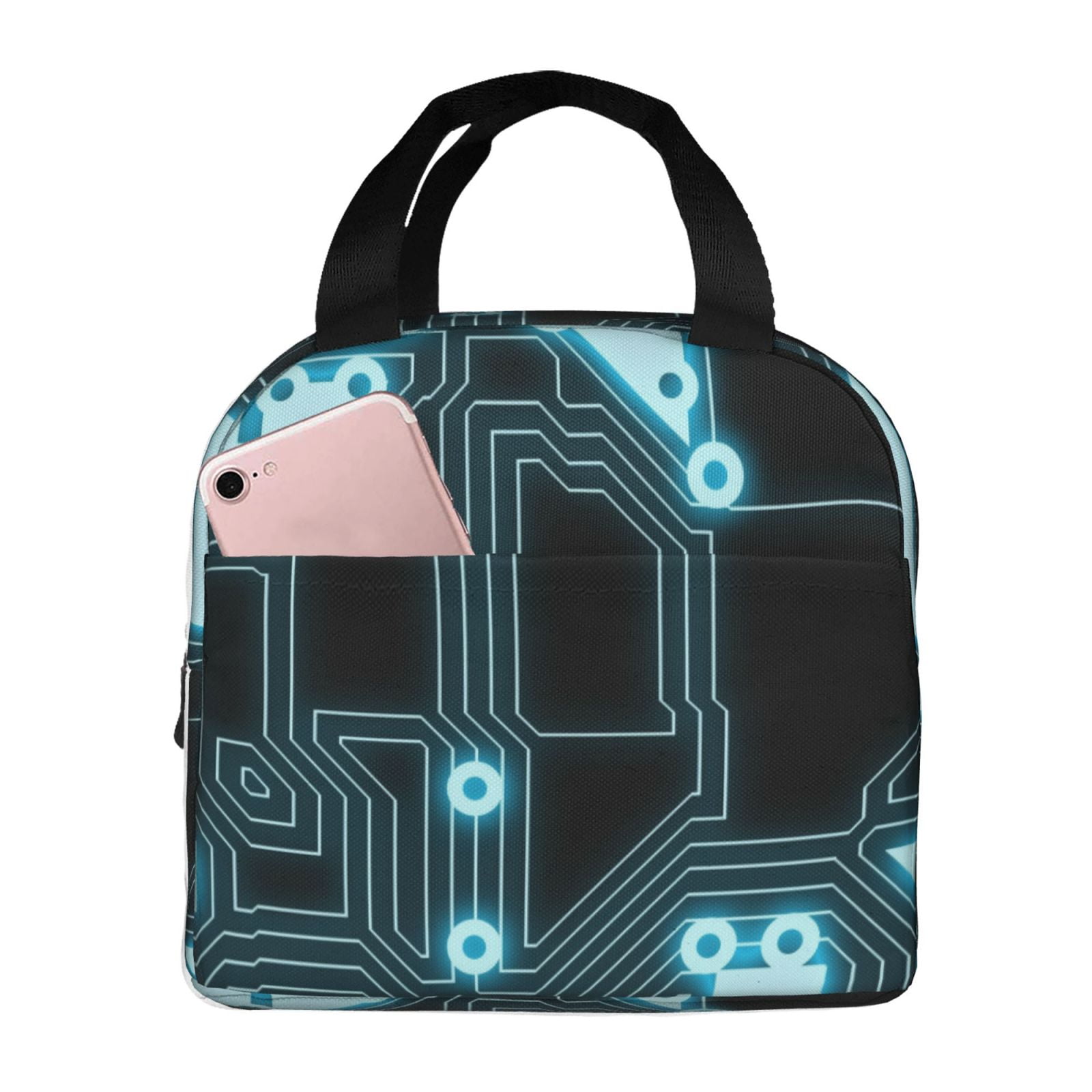 Reusable Lunch Bag, Insulated Lunch Bag for Women Men - Blue Futuristic ...
