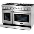 Cosmo 48 in. Kitchen Stove, Stainless Steel Double Oven Gas Range with ...