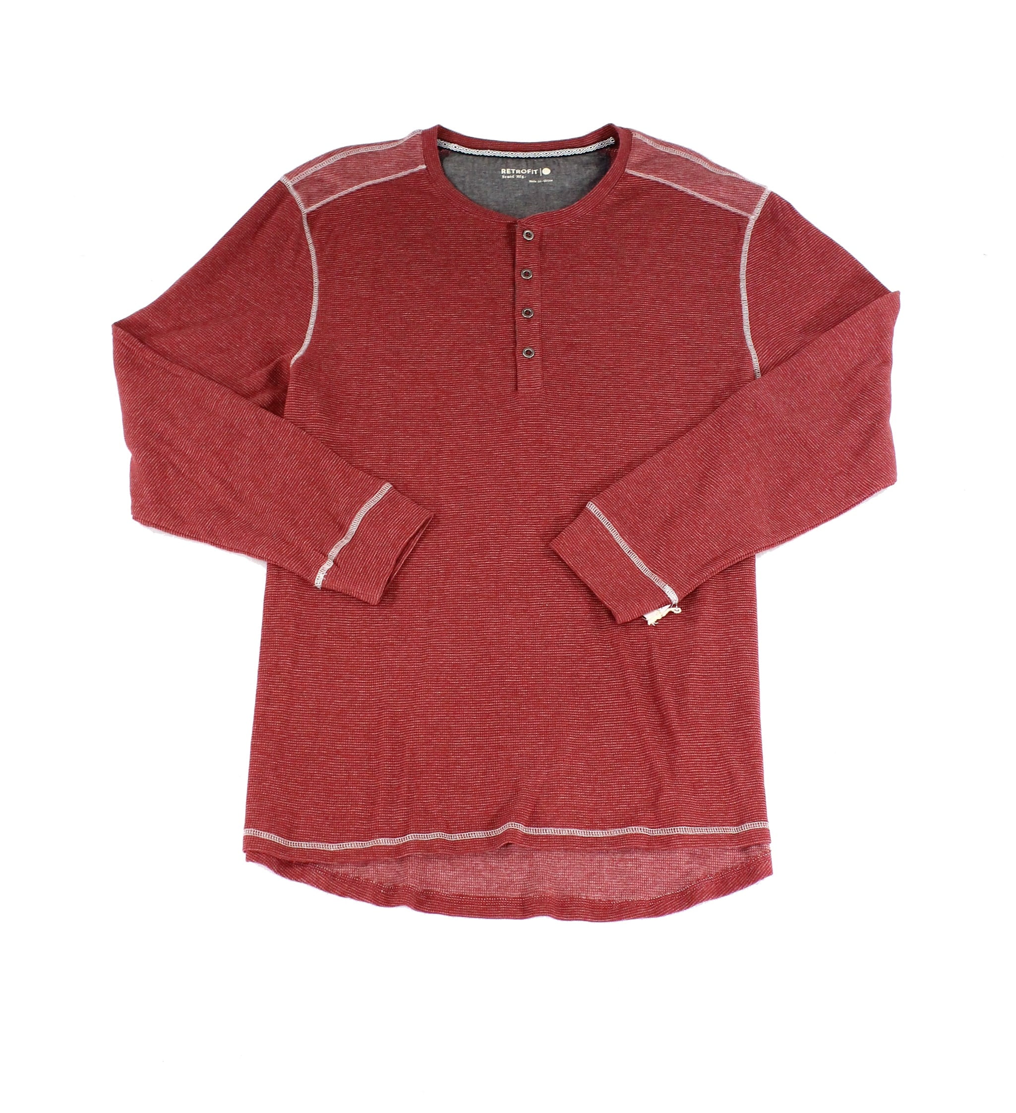 Mens Shirt Waffle-Knit Contrast-Stitch Henley 2XL - Walmart.com