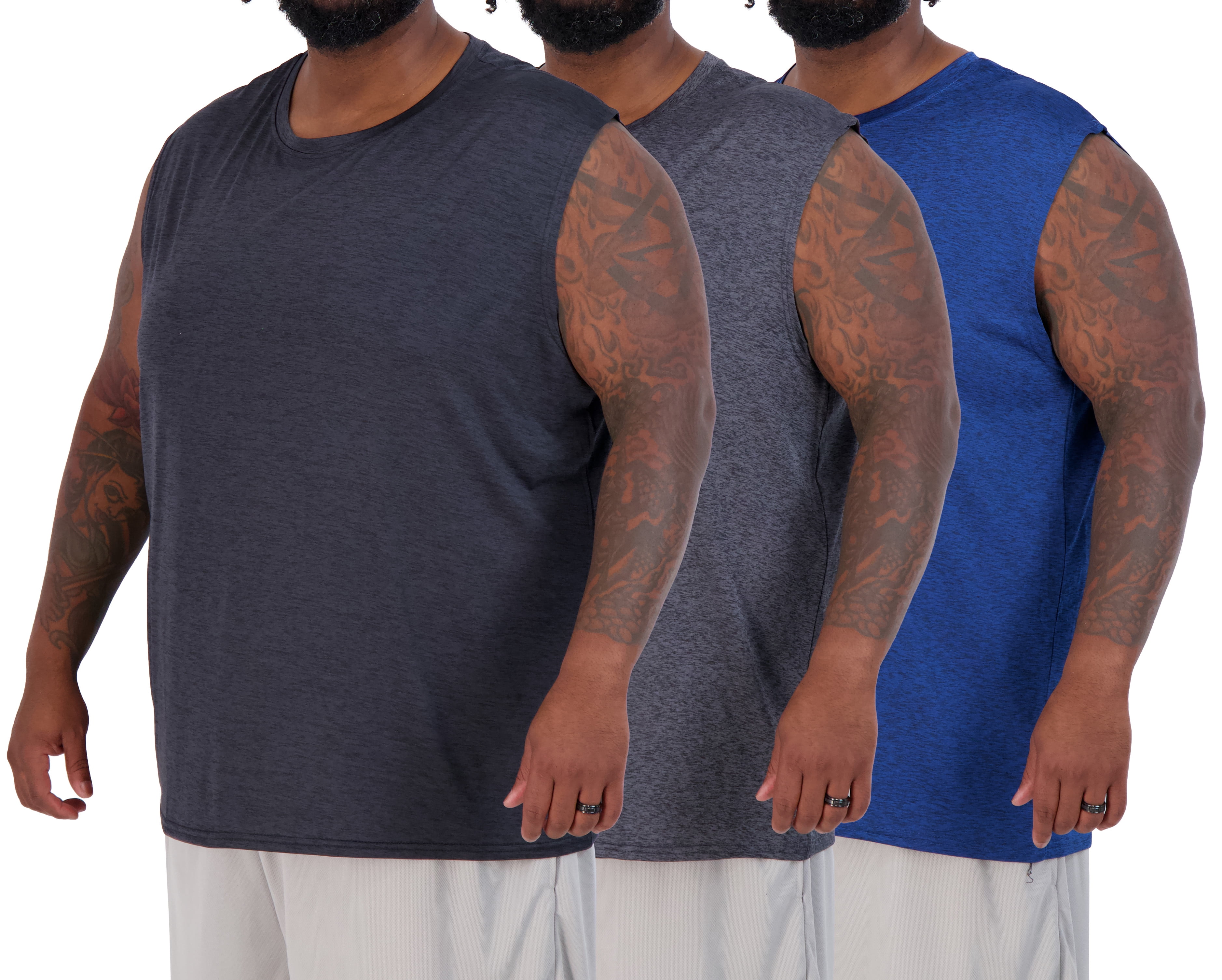 3 & 5 Pack: Men's Dry-Fit Active Athletic Tech Tank Top - Regular and ...