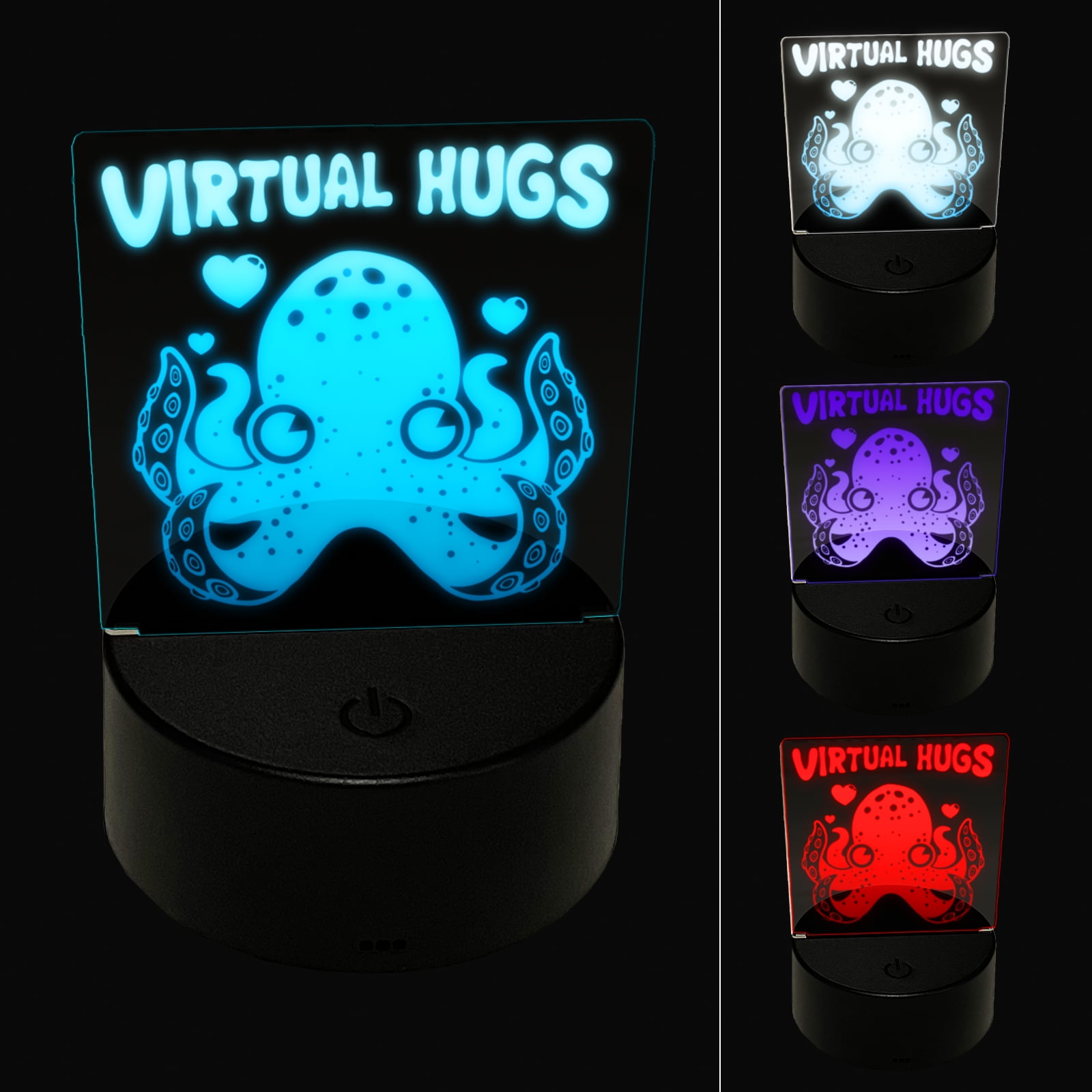Octopus Virtual Hugs LED Night Light Sign 3D Illusion Desk Nightstand ...