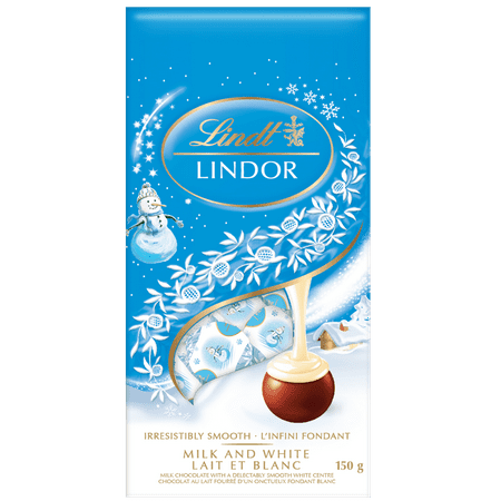 Lindt LINDOR Snowman Milk and White Chocolate Truffles, 150-Gram Bag ...
