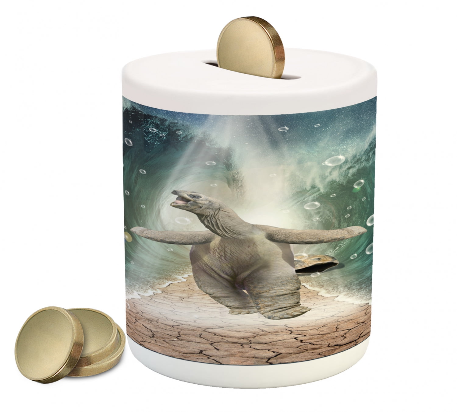 Animal Piggy Bank, Naked Turtle Left its Big Shell Dividing the Ocean ...