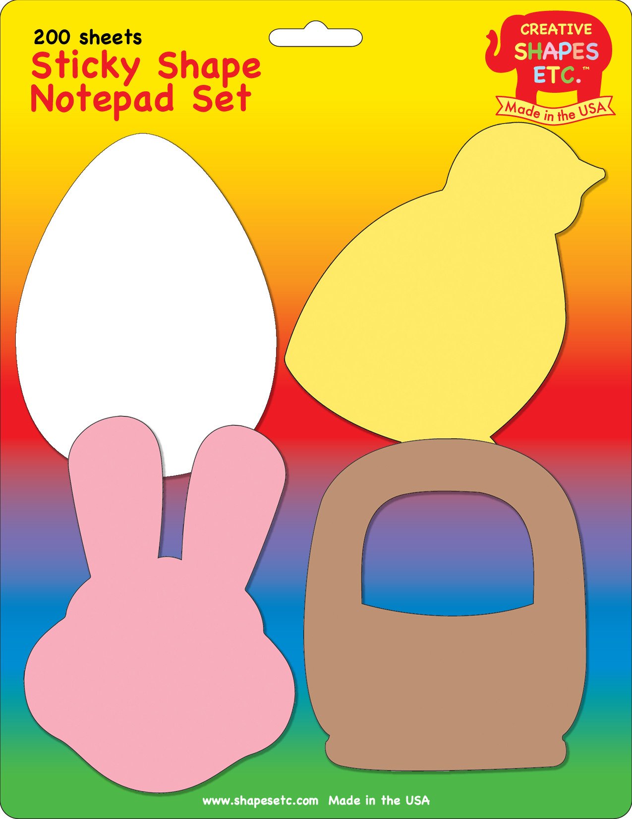 Sticky Shape Notepad Set Easter, 4 Designs, 50 Sheets, 3" x 3", Sticky ...
