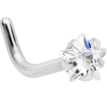 Body Candy 20G 6mm Womens Grade 23 Titanium 3mm Clear Accent L Shaped ...