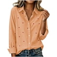 AHTJRT Button-Up Shirts for Women Lapel Collar Long Sleeve Fashion ...
