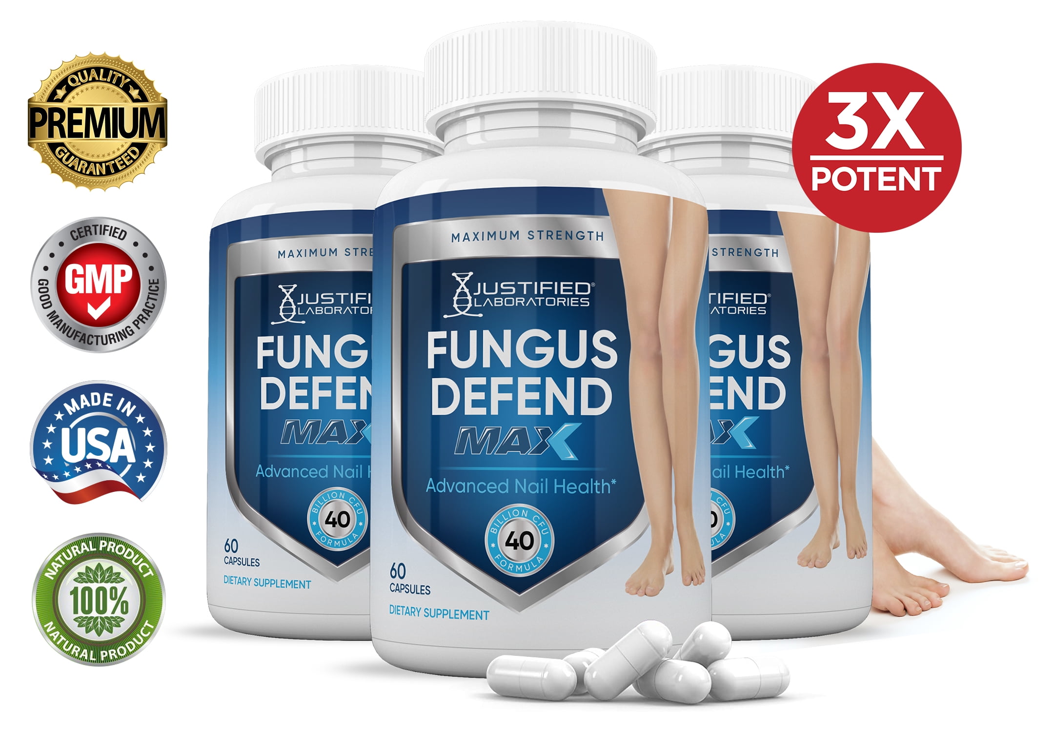 (3 Pack) Justified Laboratories Fungus Defend Max Probiotic 40 Billion ...