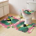 Cartoon Toucan Bird Bathroom Rugs Set Tropical Plumeria Flowers Palm ...