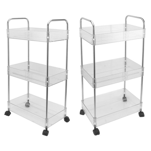 Basic 3 Tier Rolling Kitchen Cart, Semi Transparent PET Stainless Steel ...