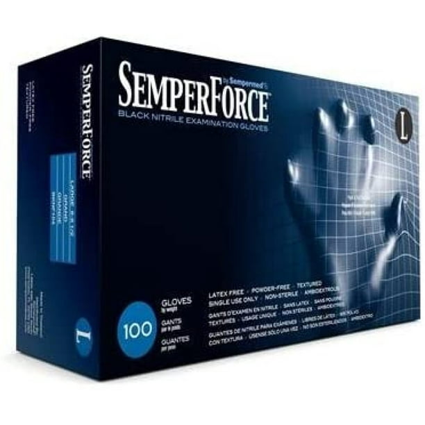 Sempermed BKNF104, SemperForce Black Nitrile Glove, 4 mil, Powder-Free ...